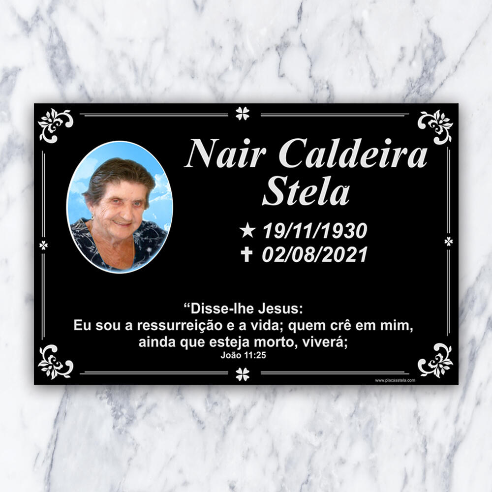 Placa ACM 022 - 33cm x 22cm (com foto 9x12) - Placas Stela